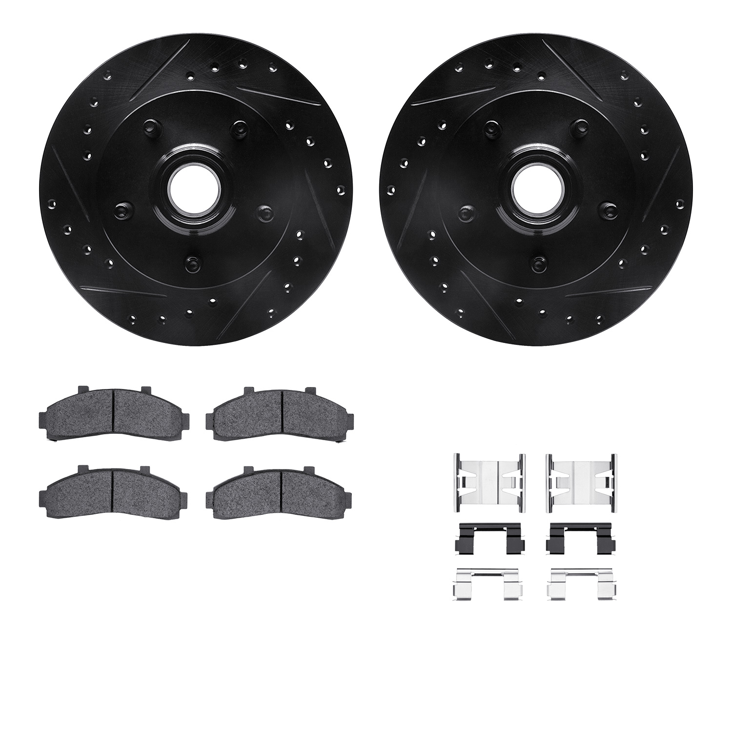 2000 Ford Ranger DFC Rotors-Drilled and Slotted-Black with Heavy Duty ...