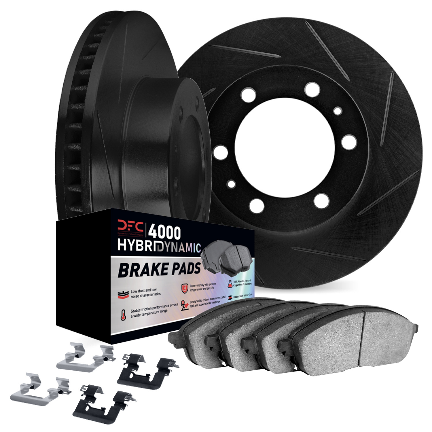 1993 Nissan Pathfinder DFC Rotors-Slotted-Black with 4000 HybriDynamic ...