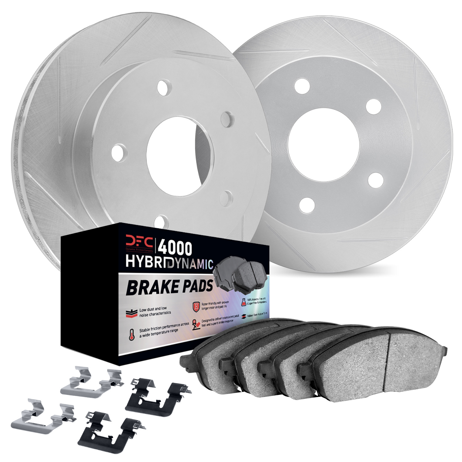 2000 Ford Ranger DFC Rotors-Slotted-Silver with 4000 HybriDynamic Brake ...