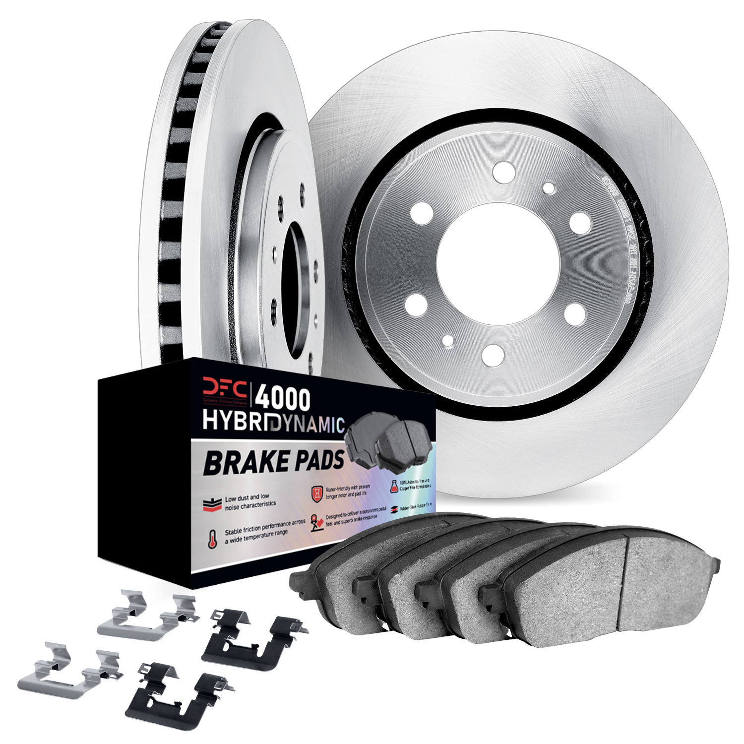 1989 Isuzu Pickup DFC Rotors with 4000 HybriDynamic Brake Pads includes ...