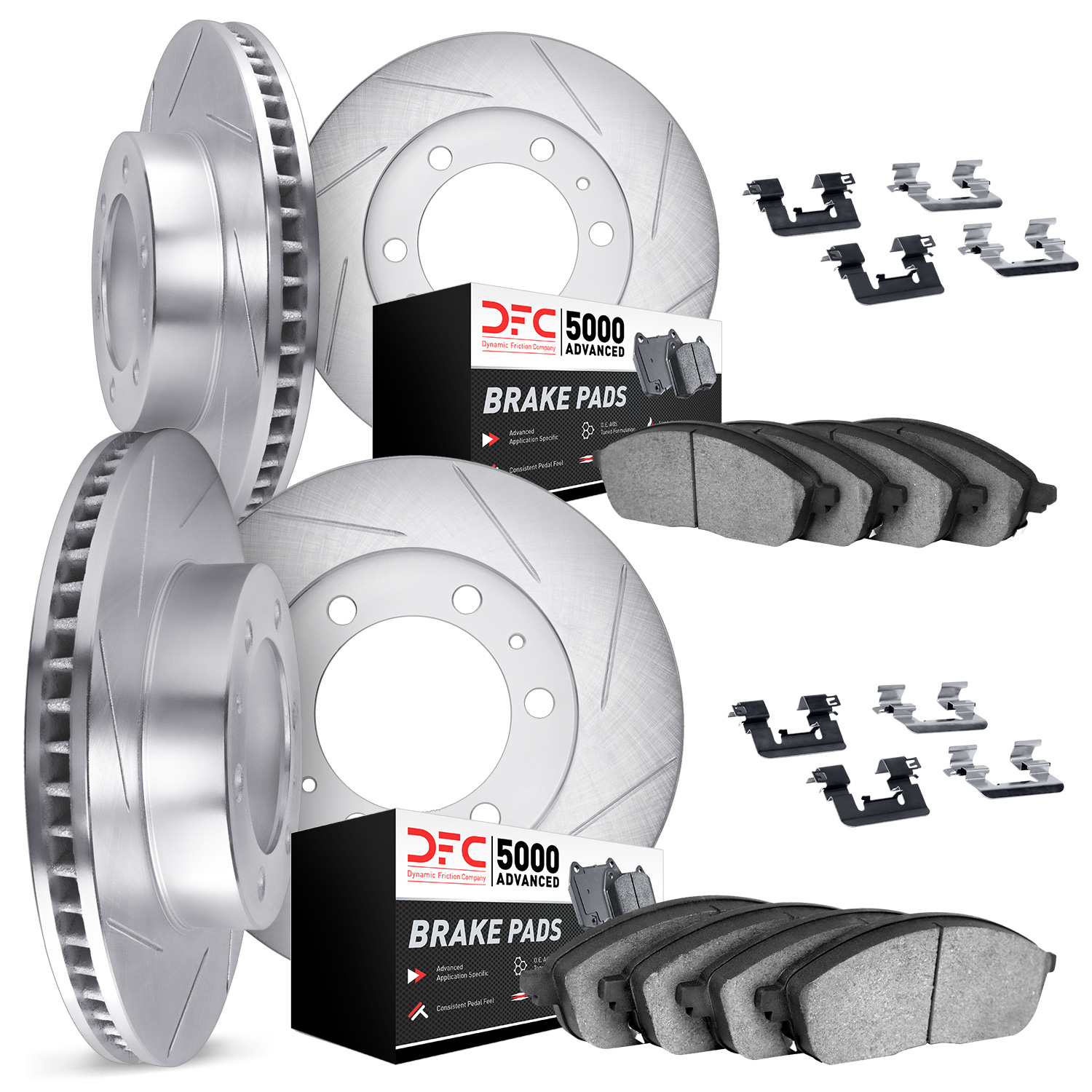 1994 Isuzu Trooper DFC Rotors-Slotted-Silver with 5000 Advanced Brake ...