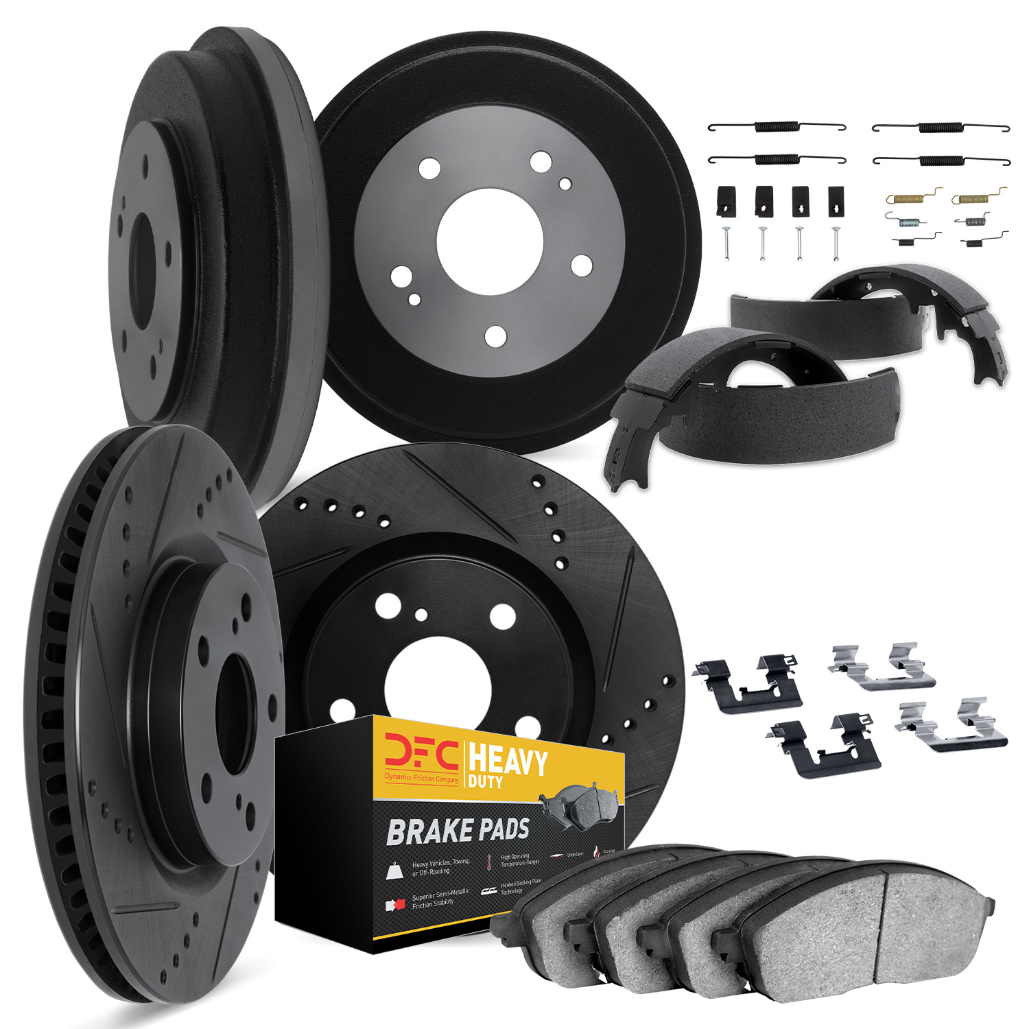 1987 Ford F-150 DFC Rotors-Drilled and Slotted-Black with Heavy Duty ...